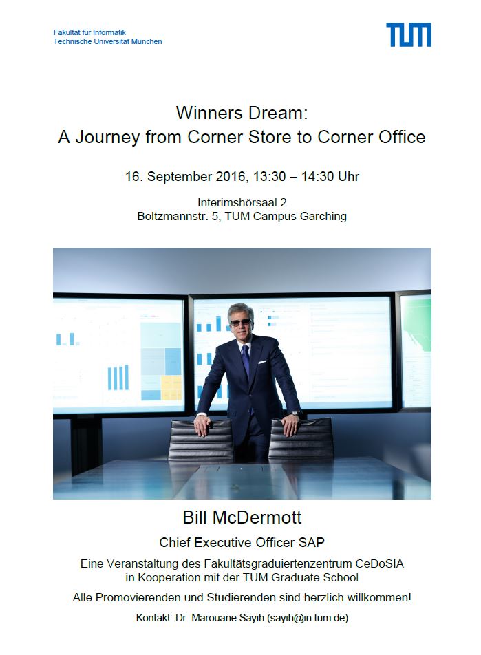 TOP-Speakers: Bill McDermott, Chief Executive Officer of SAP - TUM ...